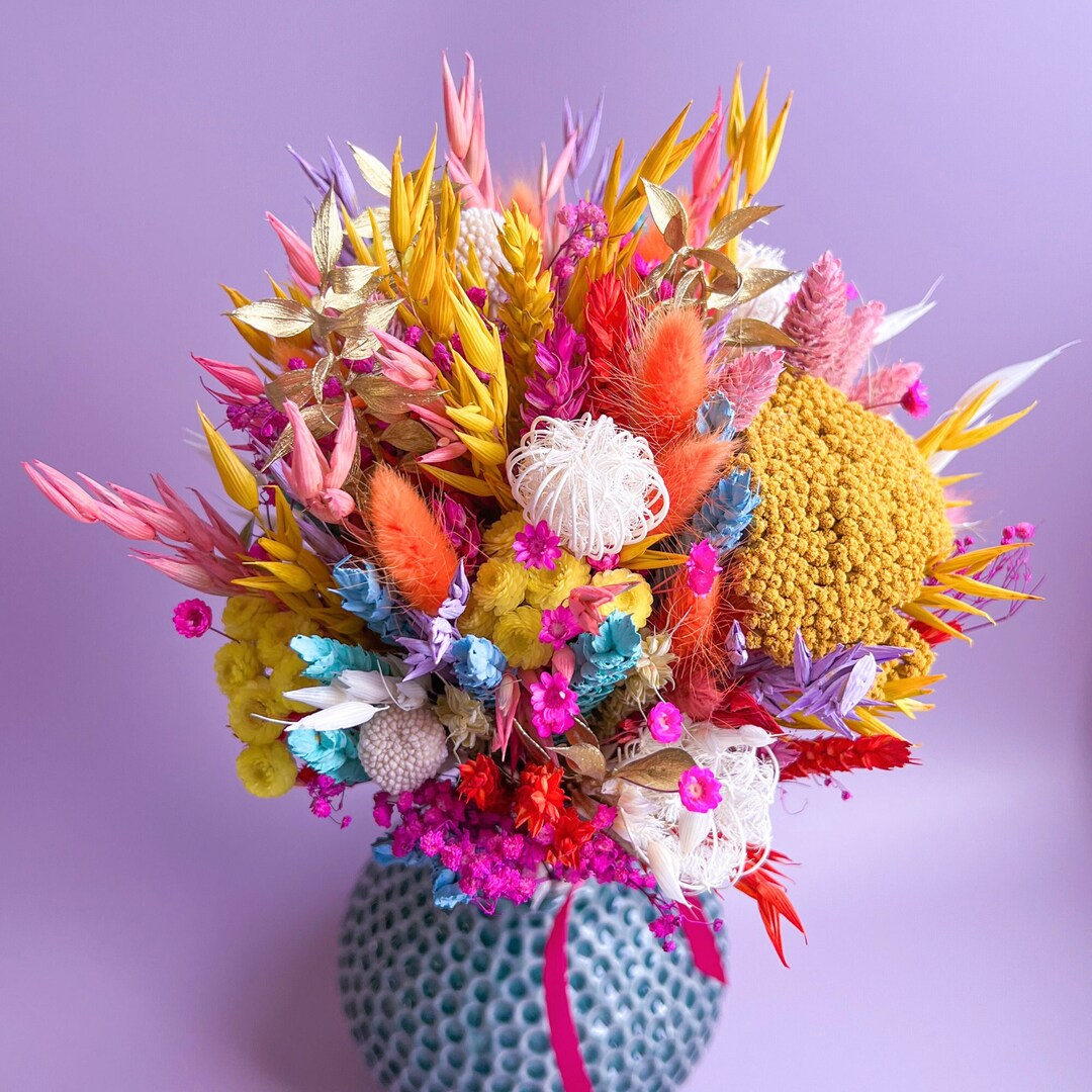 Golden Hour Dried Flower Bouquet: Colorful Boho Home Decor - Etsy