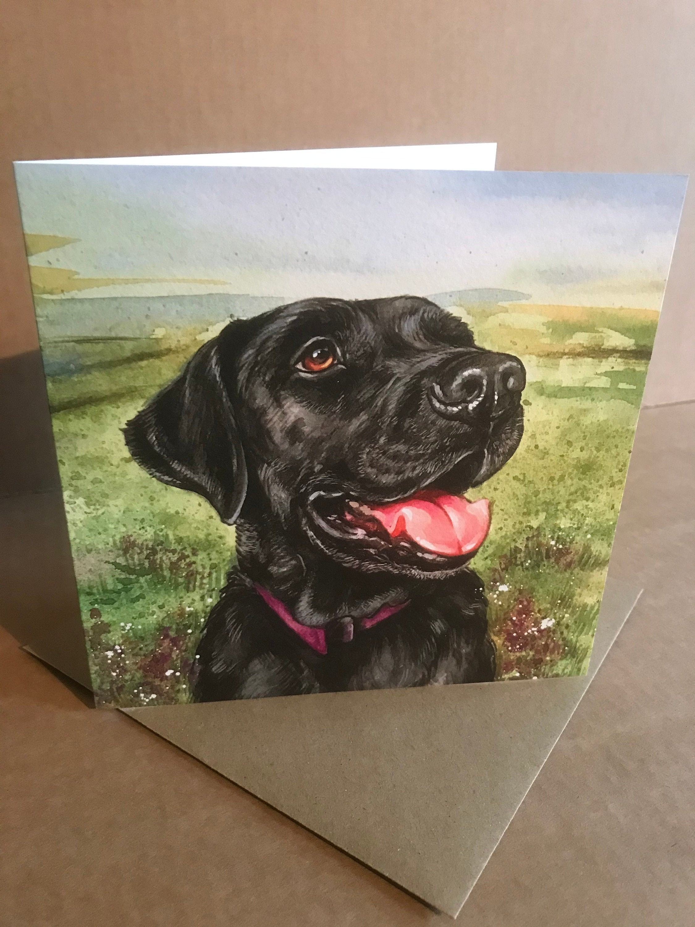 Black Labrador Card Watercolour Labrador - Etsy UK