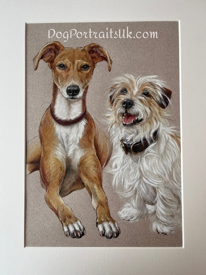 Double Pet Portrait Two Dogs Together From Separate Photos - Etsy