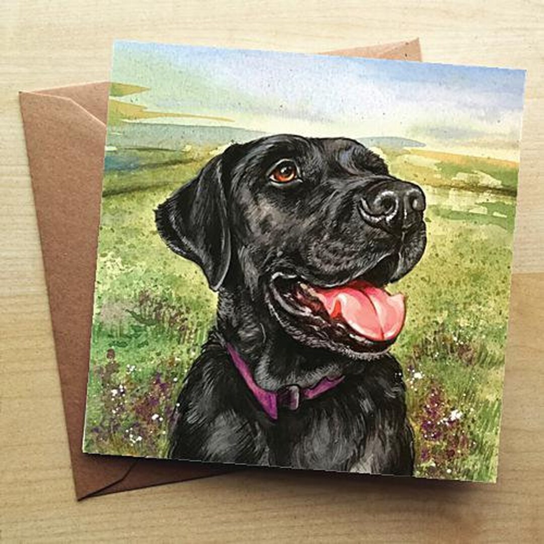 Black Labrador Card Watercolour Labrador - Etsy UK