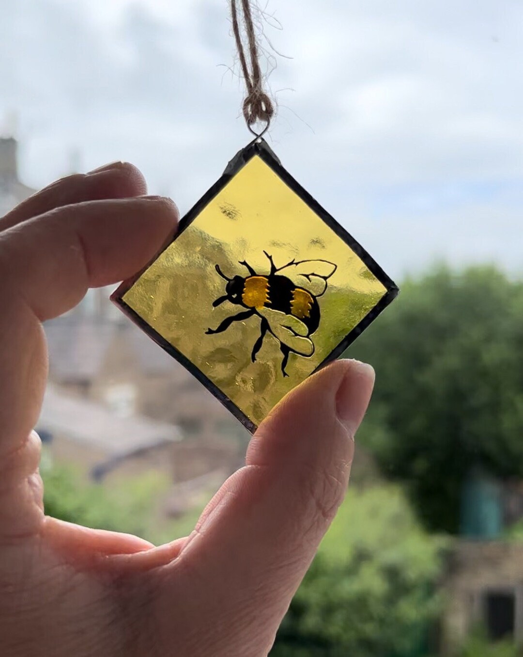 Bee Suncatcher, Bee Stained Glass, in a Card, Card and Gift Together in ...