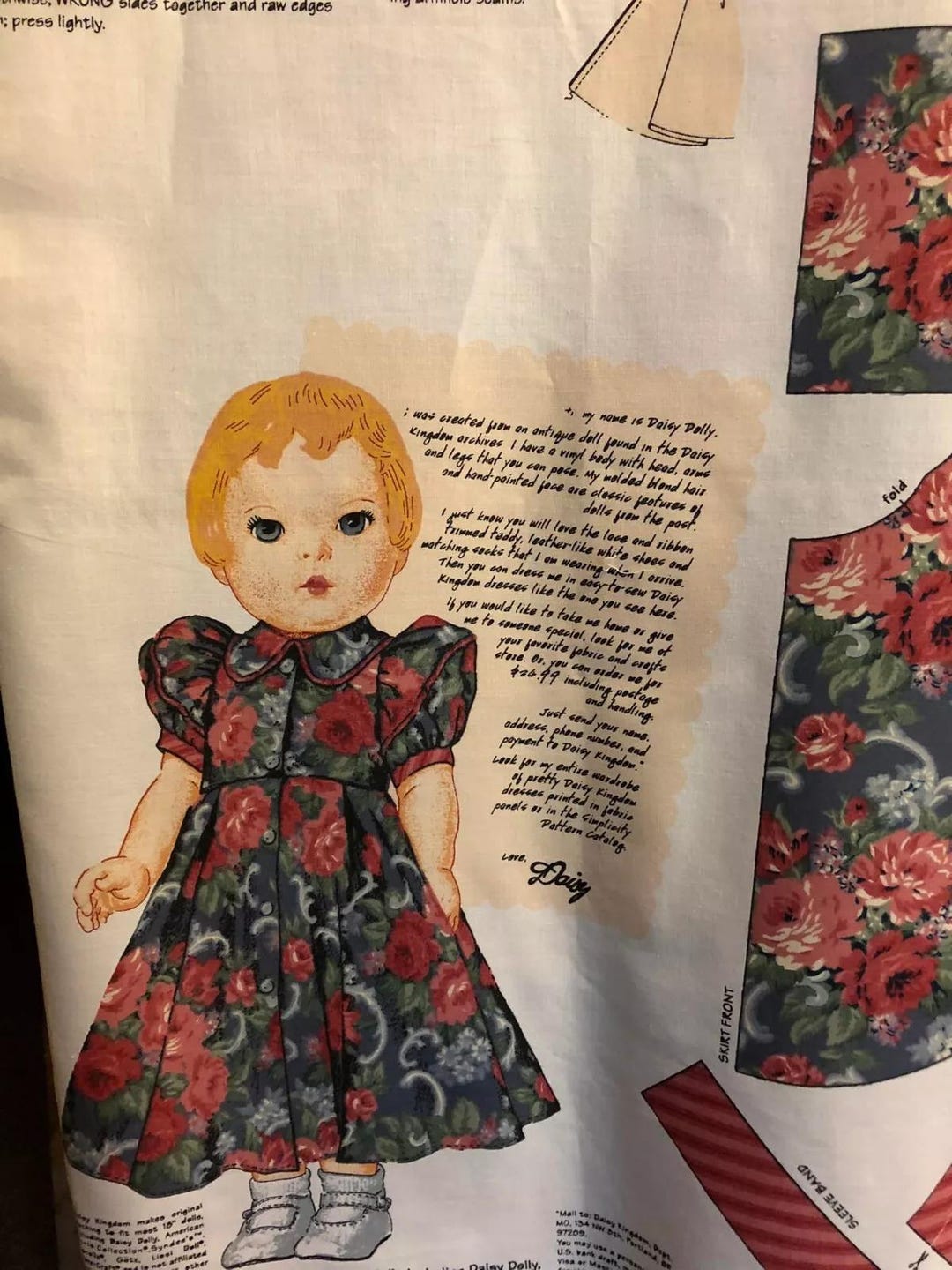 Daisy Kingdom Patty's Attic Daisy Dolly Dress Fabric Panel - Etsy