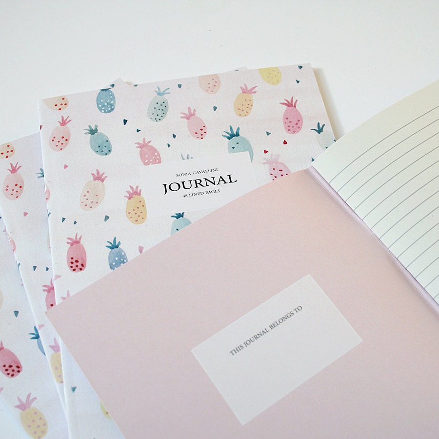 Journal Pineapple pastel Notebook diary spring floral | Etsy