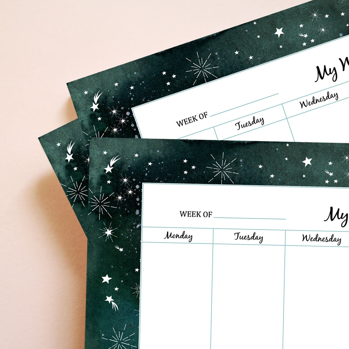 Weekly Desk Pad to Do List Stationery Moon Illustration | Etsy