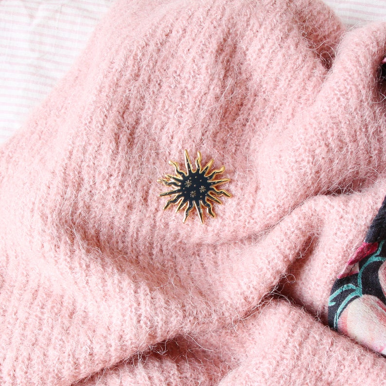 Enamel Pins Sun Gold Metal Cosmos Gold Brooch Accessory | Etsy