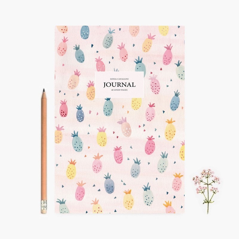 Journal Pineapple pastel Notebook diary spring floral | Etsy