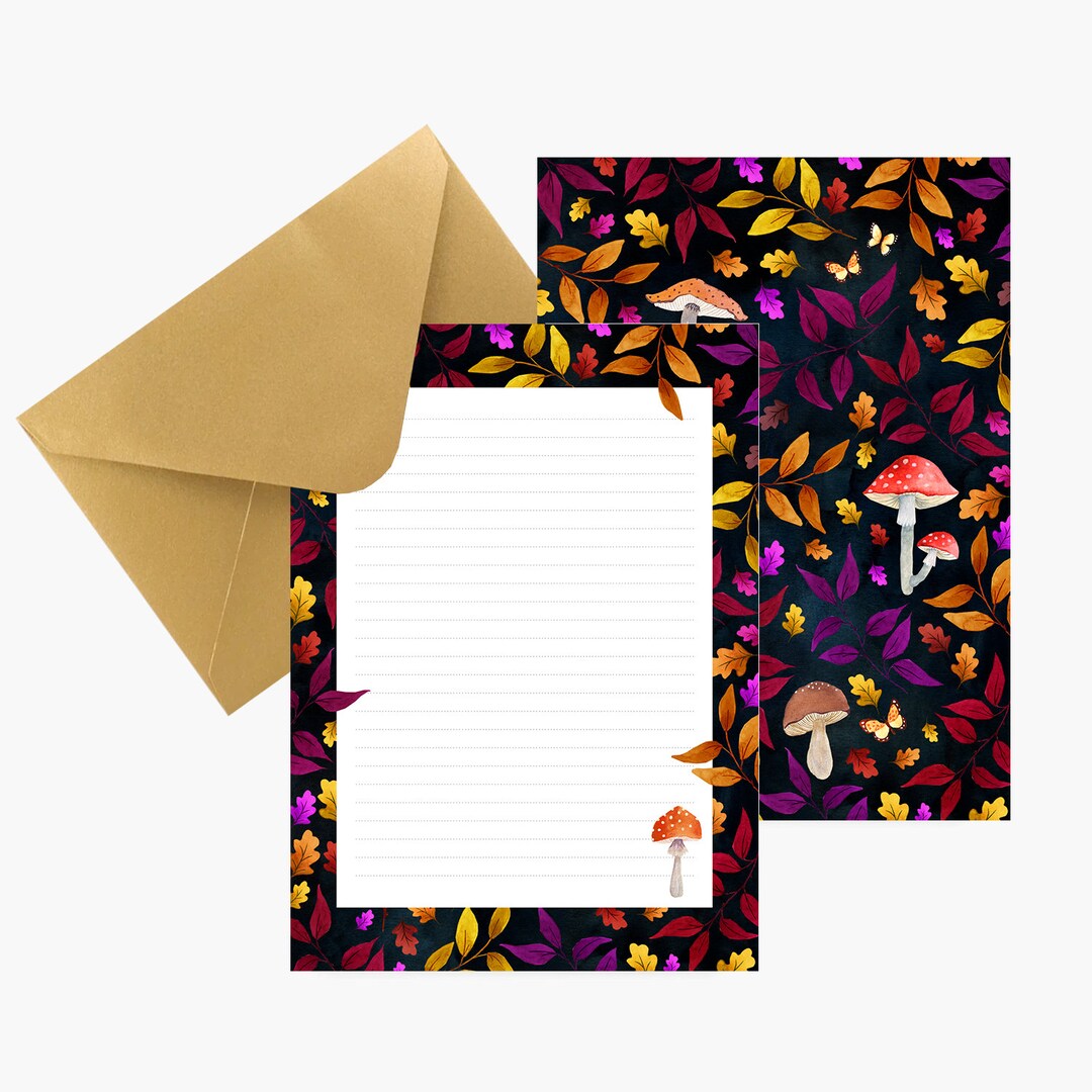 Mushroom Writing Paper Paper Set Flowers Stationery - Etsy