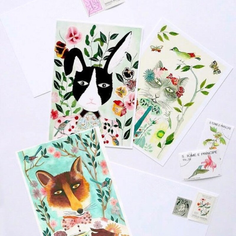 Rabbit Postcard - Etsy