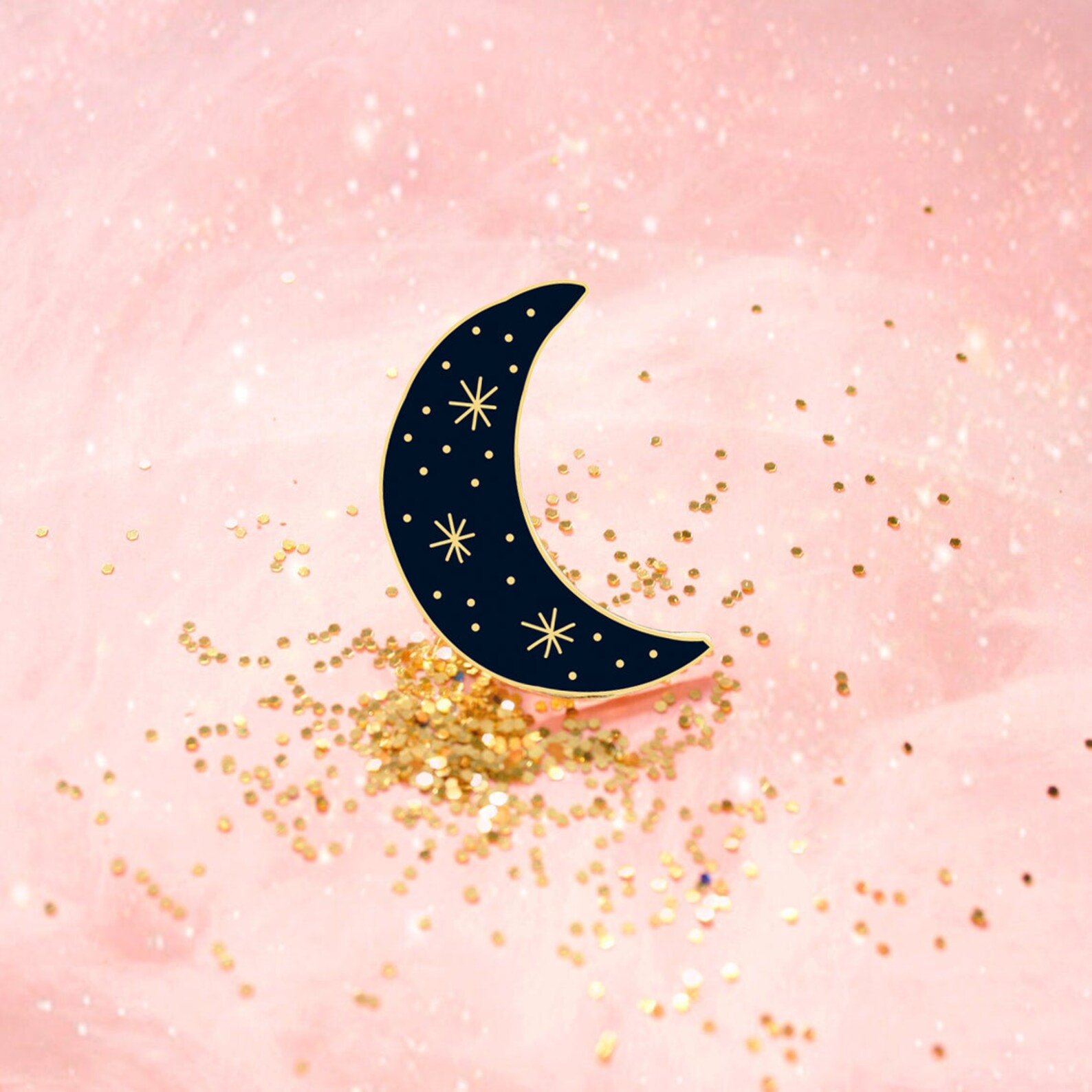 Enamel Pins on the Moon Gold Metal Cosmos Gold Brooch - Etsy