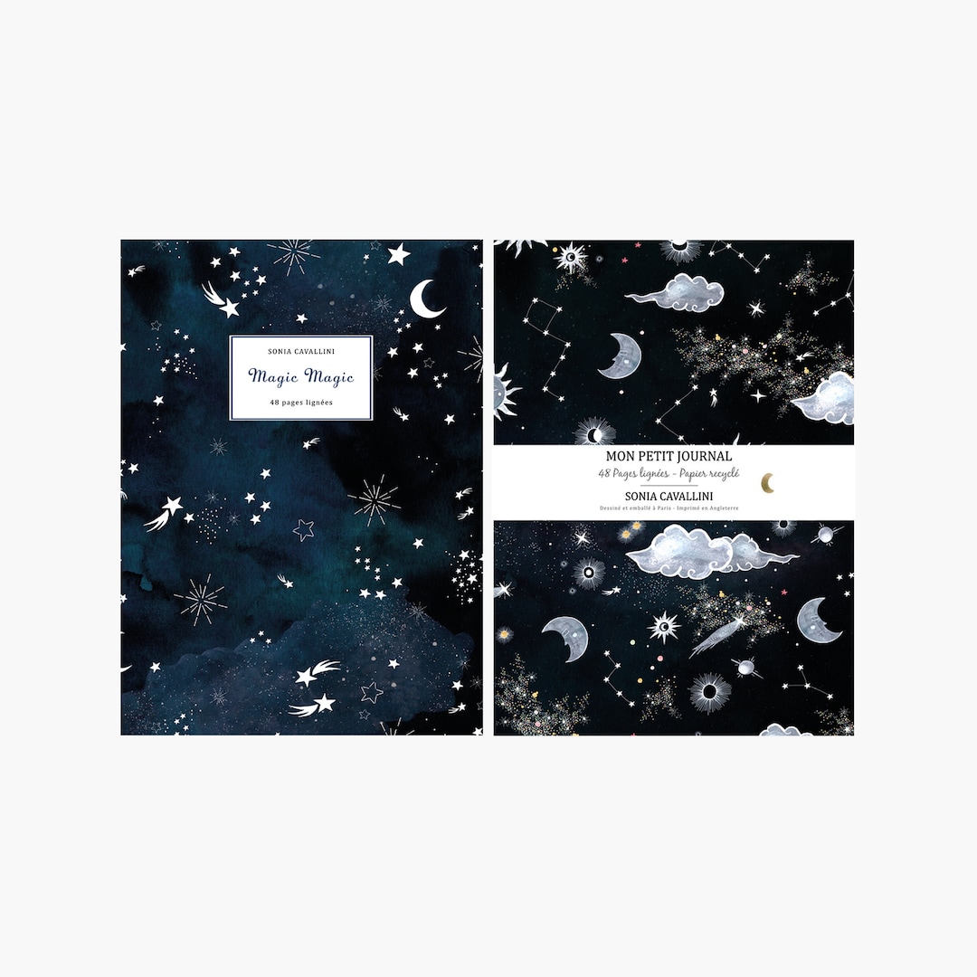 Set of 2 Notebooks, Moon, Cosmos, Stars, Journal, Diary, Notes ...