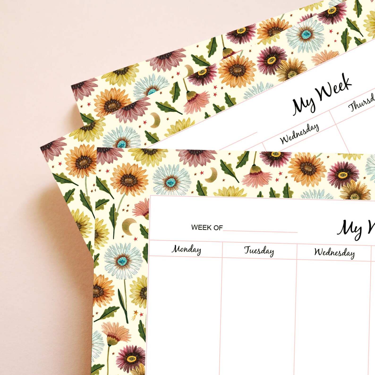 Weekly Desk Pad to Do List Stationery Flowers 148x21cm - Etsy