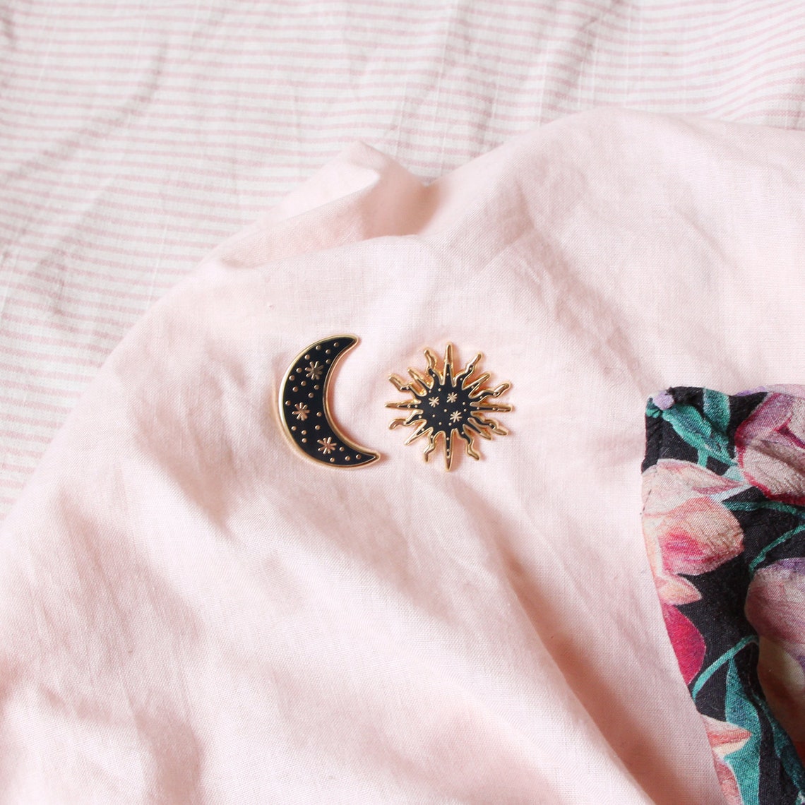 Enamel Pins Sun Gold Metal Cosmos Gold Brooch Accessory | Etsy