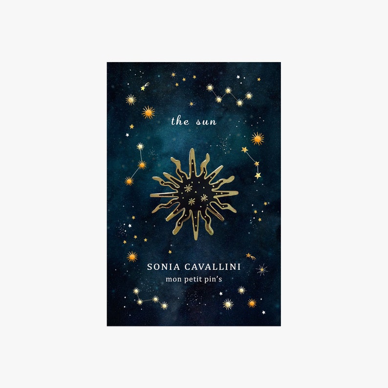 Enamel Pins Sun Gold Metal Cosmos Gold Brooch Accessory | Etsy