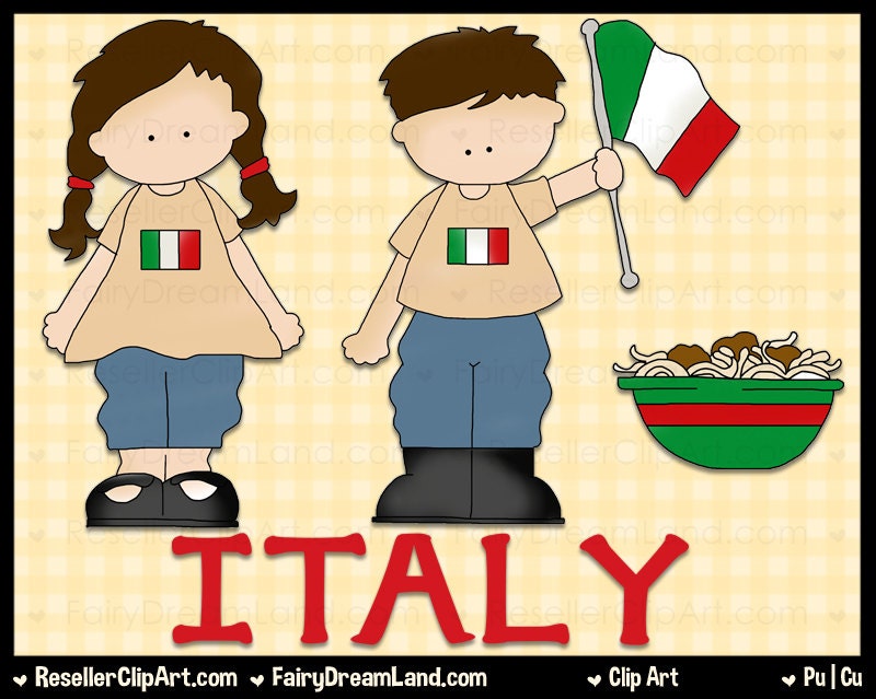 Italian Kids Digital Clip Art Commercial Use Graphic Image - Etsy