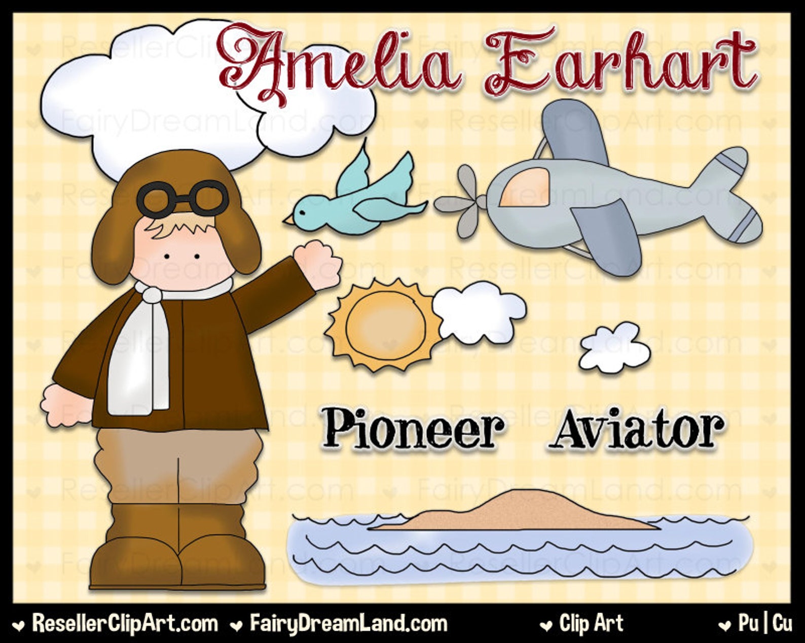 Amelia Earhart Digital Clip Art Commercial Use Graphic Image | Etsy