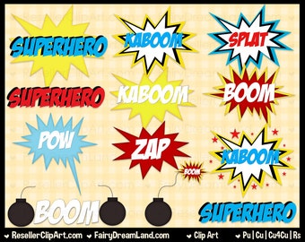 Super Hero Words Clipart - Etsy