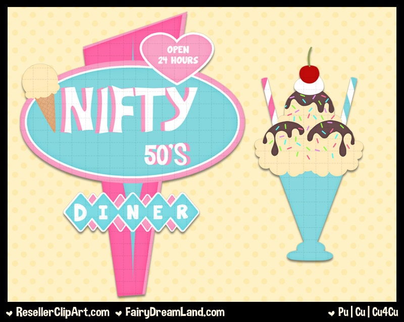 50s Diner Clip Art Commercial Use Graphic Digital Image Png | Etsy