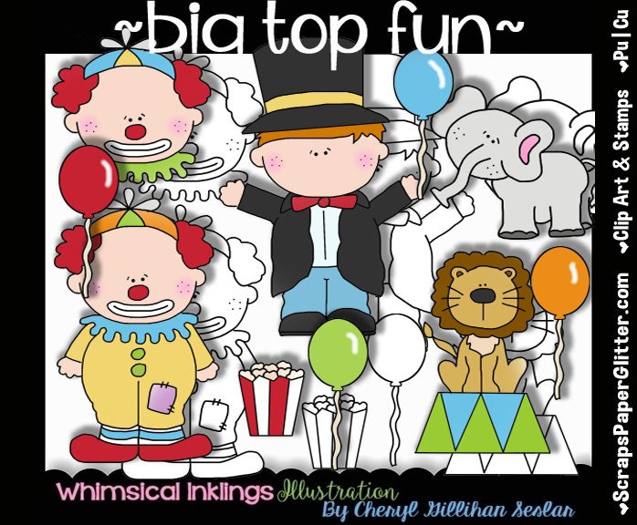 Scrapbooking Seal Digital Stamp Commercial Use Under the Big Top Circus ...