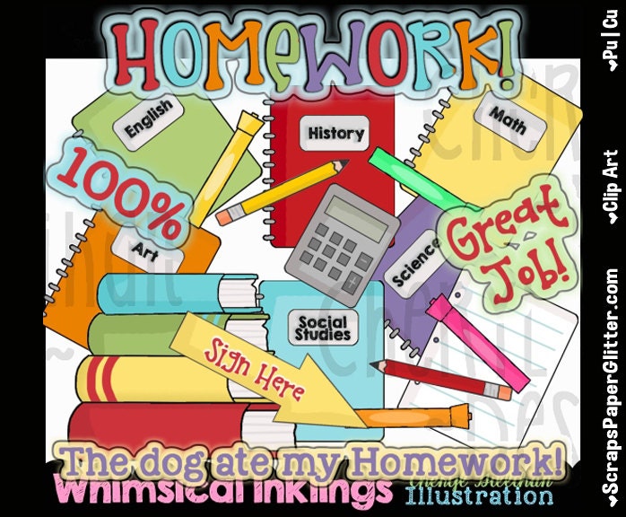 Homework Clip Art Commercial Use Digital Image Png | Etsy