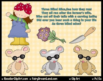 Three Blind Mice Clip Art - Etsy
