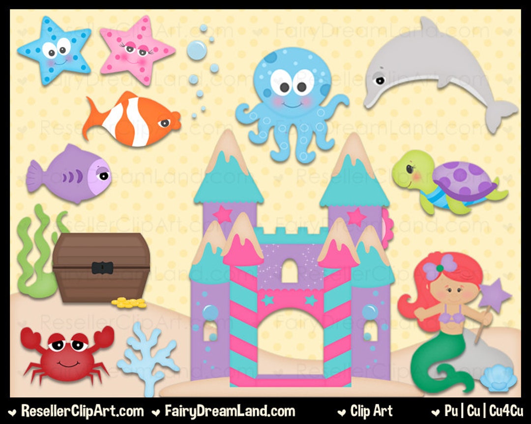 Under the Sea Mermaid Clip Art Commercial Use Graphic Digital Image Png ...