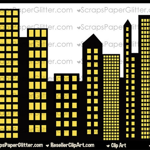 Skyline City Clip Art. Long Block Superhero City Buildings - Etsy
