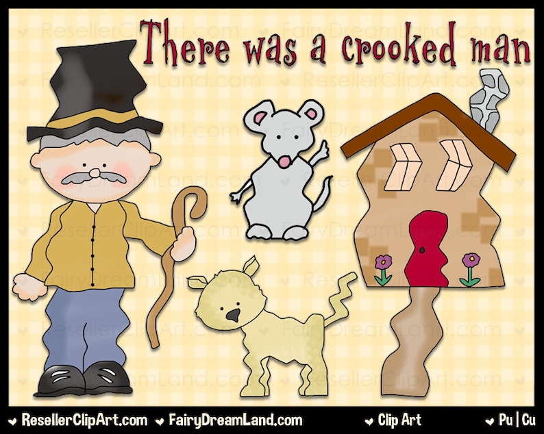 There was a Crooked Man Digital Clip Art Commercial Use | Etsy