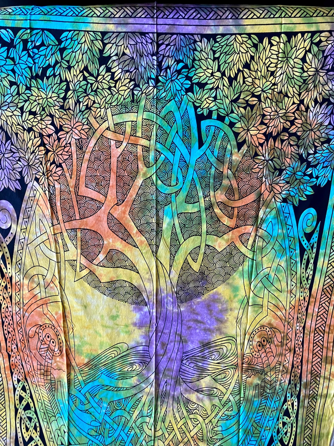 Tree of Life Tie Dye Tapestry - 100% Cotton Wall Hanging & Bedspread - Etsy
