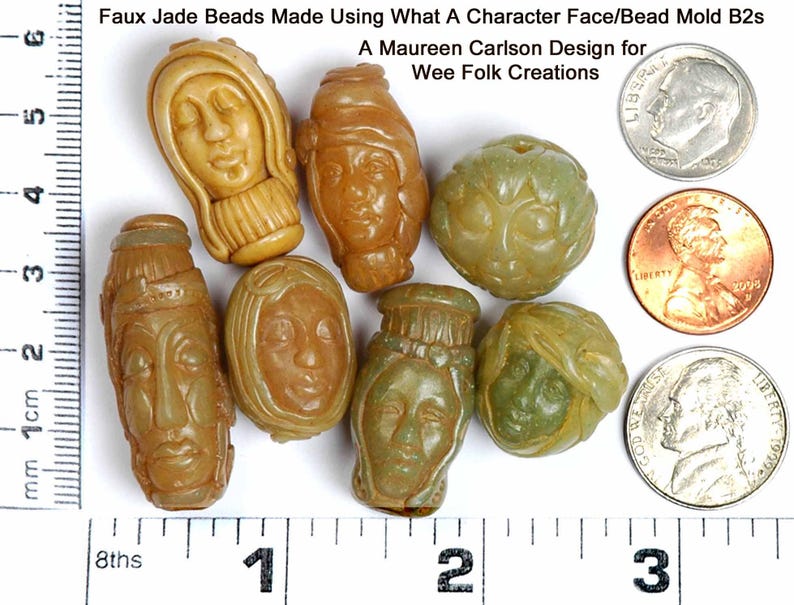 PACKAGE DEAL: 2 Small Bead Face Molds, Moldbs (faces 3/4" - 1 1/4 ...
