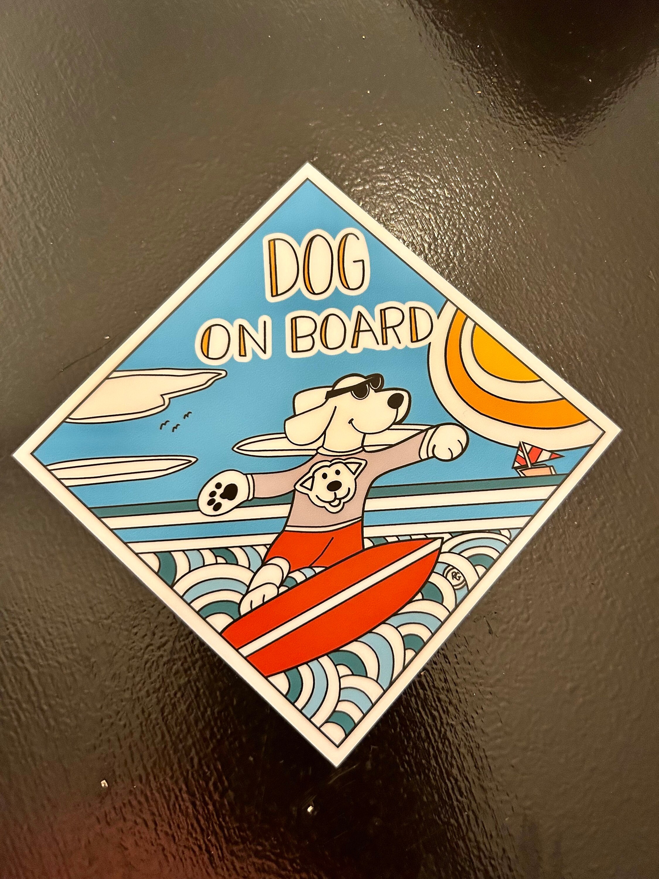 Dog on Board II Dog Art Sticker Most Popular - Etsy
