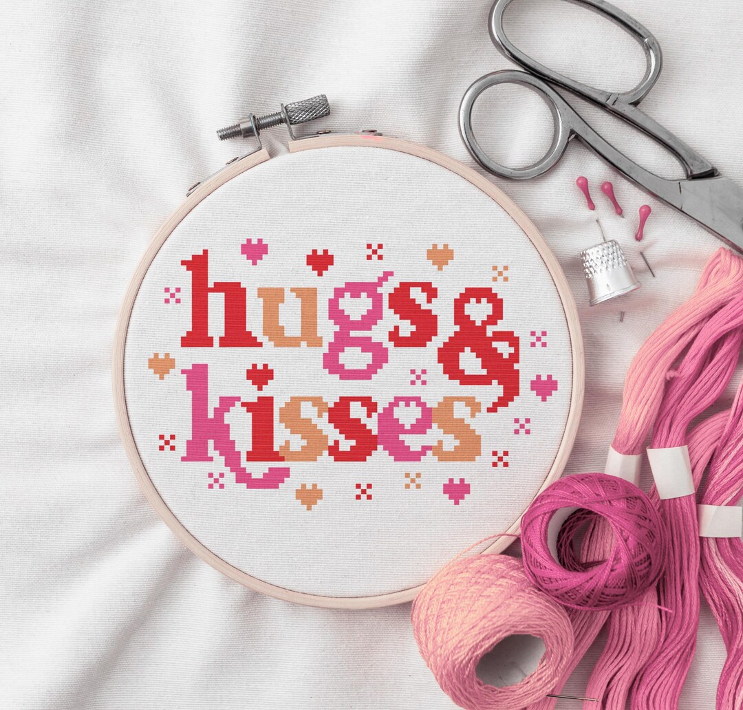 Hugs & Kisses Cross Stitch Pattern: Beginner Friendly (PDF Pattern ...