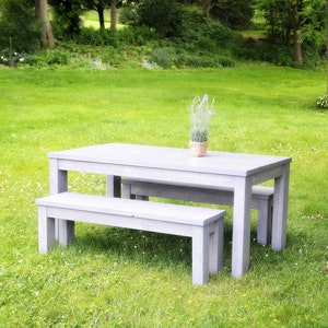 Modern Rustic Table and Bench Set Contemporary Minimalist Farmhouse ...