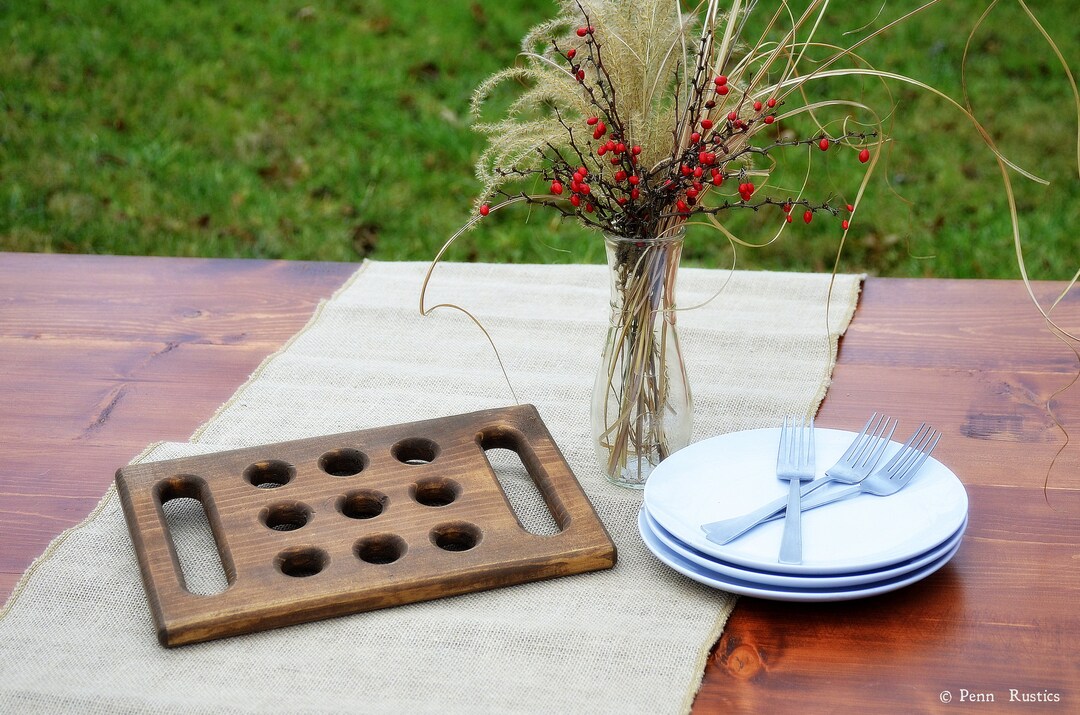 Wood Trivet, Wooden Trivet, Rustic Solid Wood Kitchen Dining Room Table ...