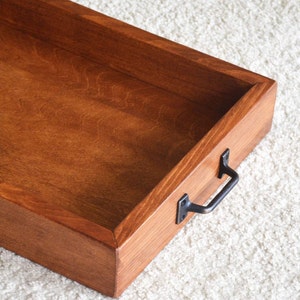 Wood Tray, Wood Tray With Handles, Rustic Solid Wood Tray Farmhouse ...