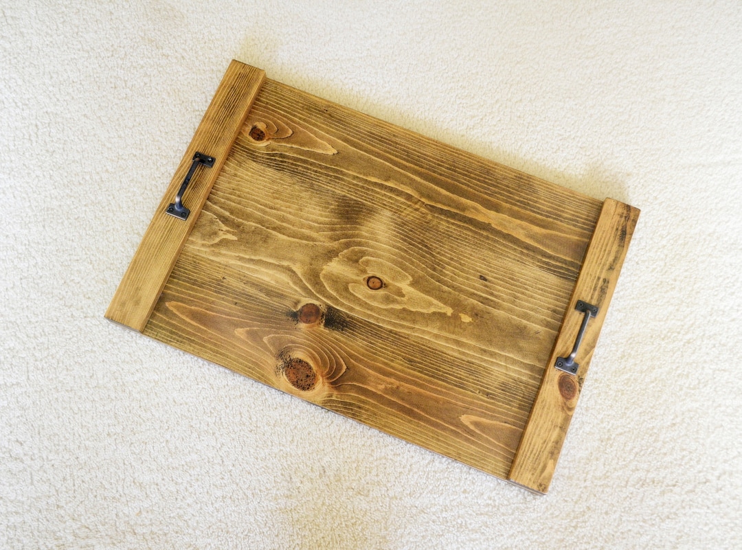 Tray With Handles Wood Rustic Serving Tray Coffee Table Tray Wooden ...