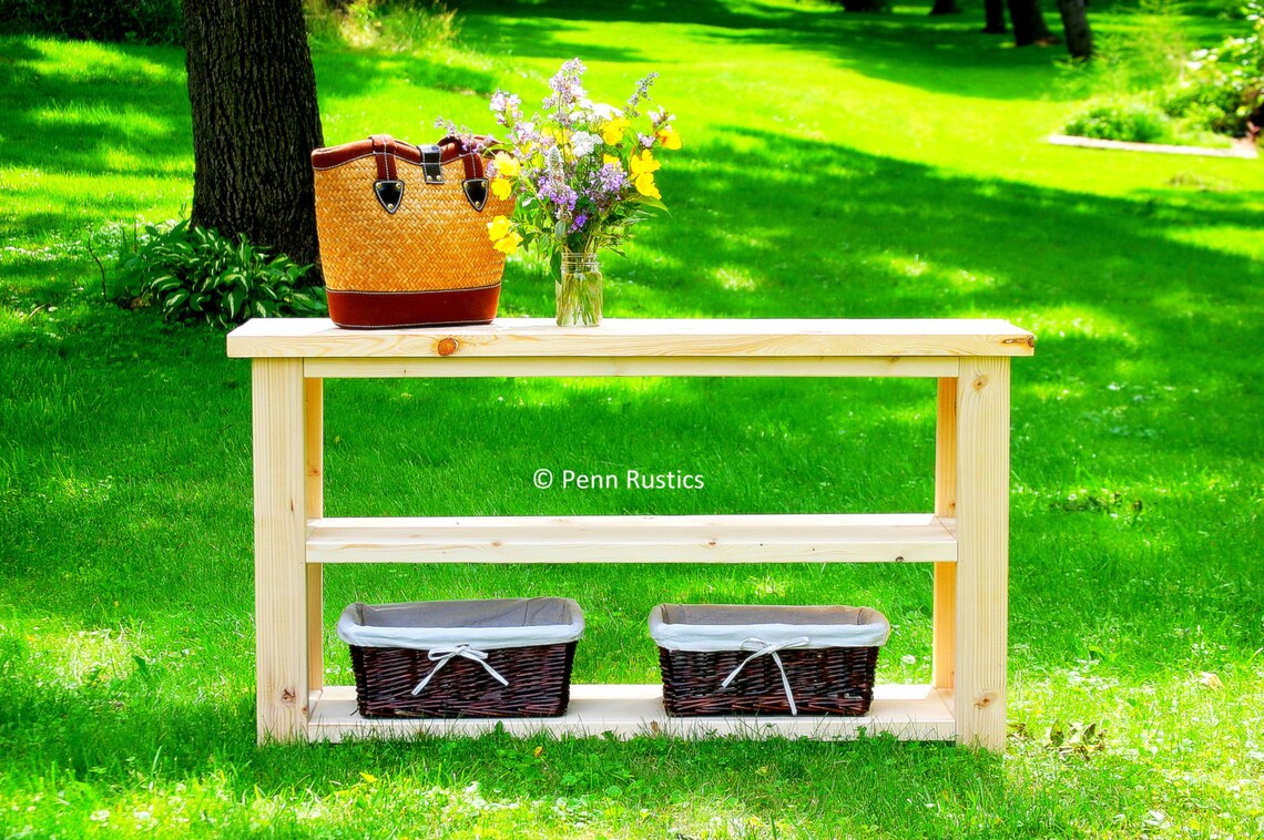 Entryway Table Wood Table Console Table Rustic X Solid | Etsy