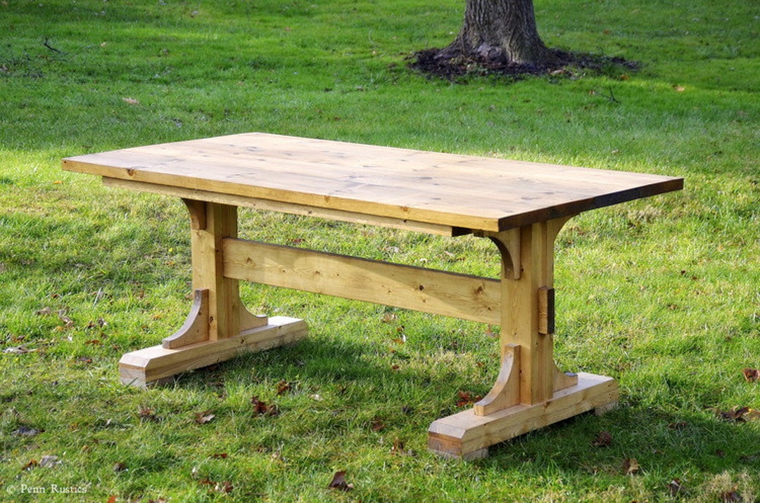 Wood Trestle Farmhouse Table Rustic Farmhouse Trestle Solid Wood Beam ...