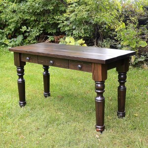 Turned Leg Wood Desk Rustic Solid Wood Office Business Work Station ...