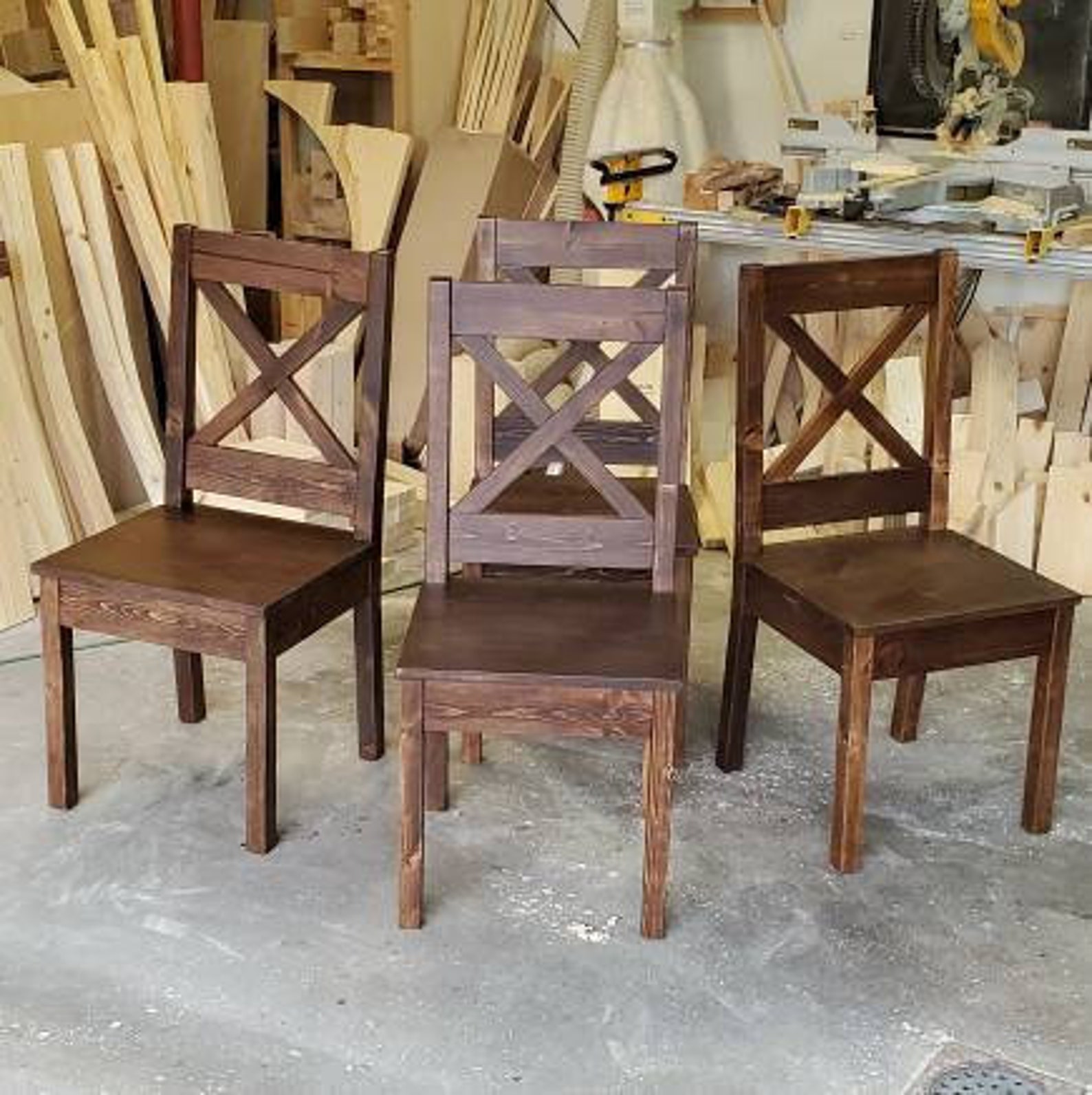 Rustic Solid Wood Farmhouse Office Desk Dining Room Chairs - Etsy