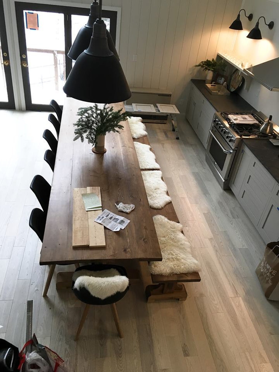 Wood Trestle Farmhouse Table Rustic Farmhouse Trestle Solid - Etsy