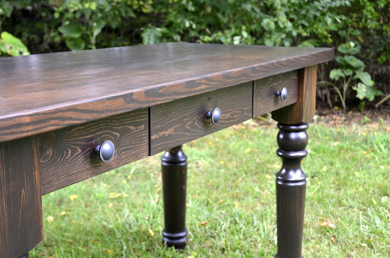 Turned Leg Wood Desk Rustic Solid Wood Office Business Work | Etsy