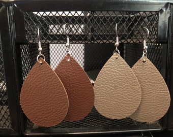 Faux leather earring | Etsy