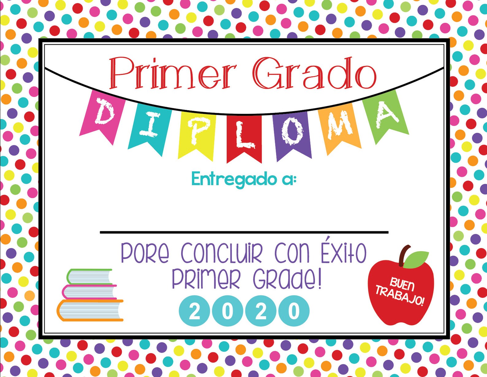 First Grade SPANISH Diploma PDF File Only Spanish First | Etsy