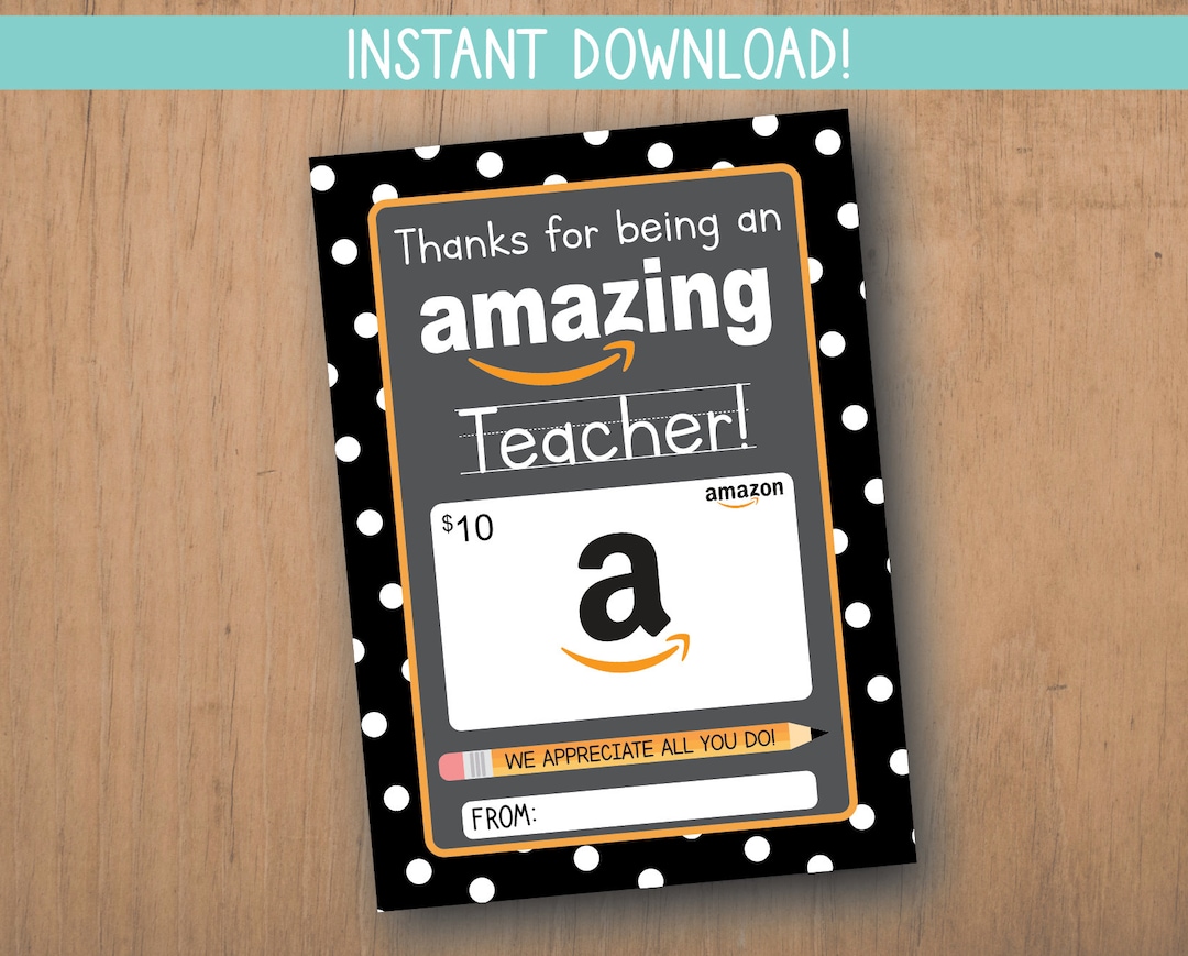 PRINTABLE Amazon Gift Card Holder, Teacher Thank You , Teacher Gift ...