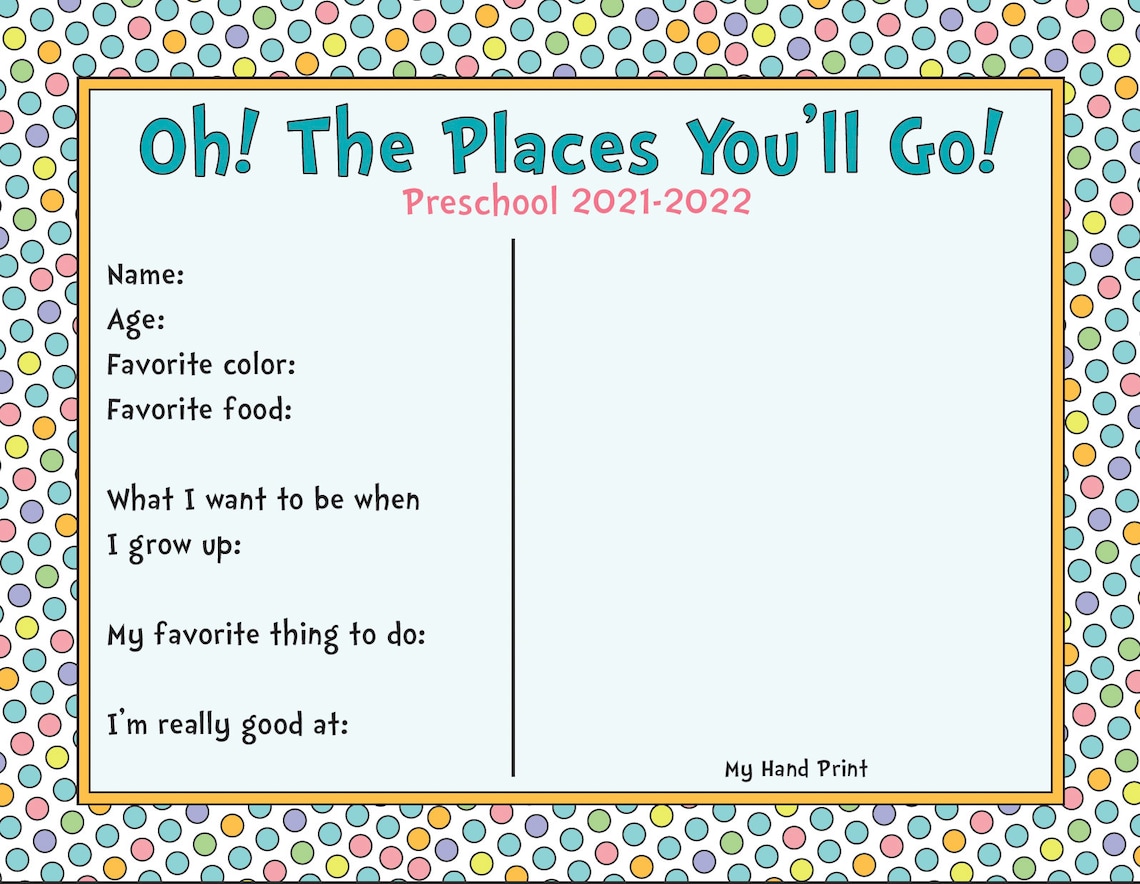 PRINTABLE Preschool Graduation Diploma oh the Places - Etsy