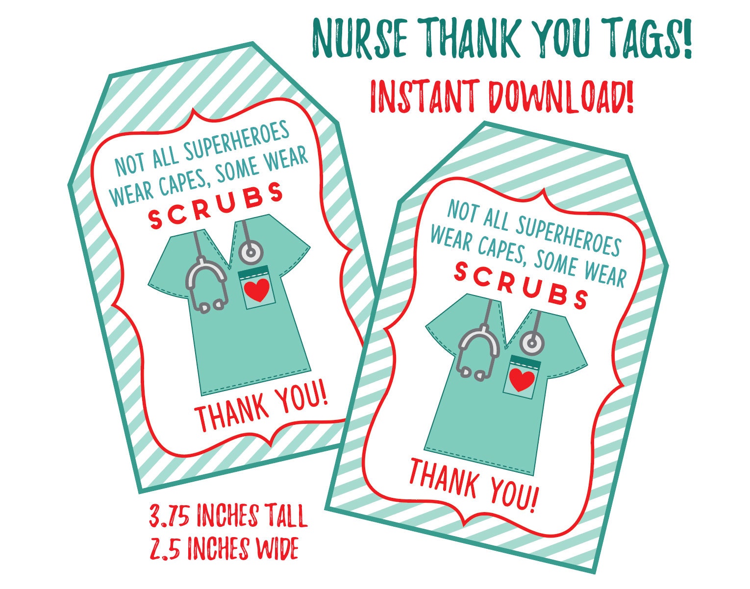 Nurse Thank You Tags Digital Download Nurse Appreciation - Etsy Canada