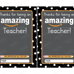 PRINTABLE Amazon Gift Card Holder, Teacher Thank You , Teacher Gift ...