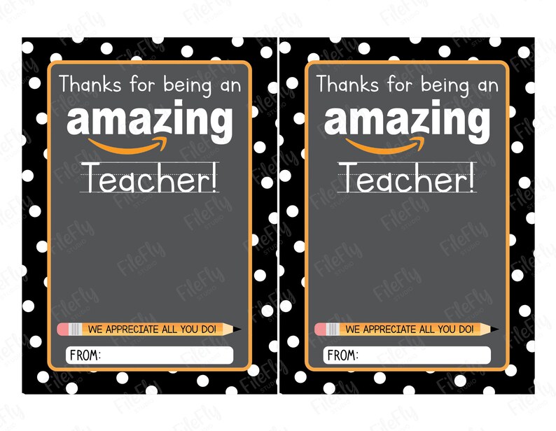 PRINTABLE Amazon Gift Card Holder Teacher Thank You Teacher - Etsy
