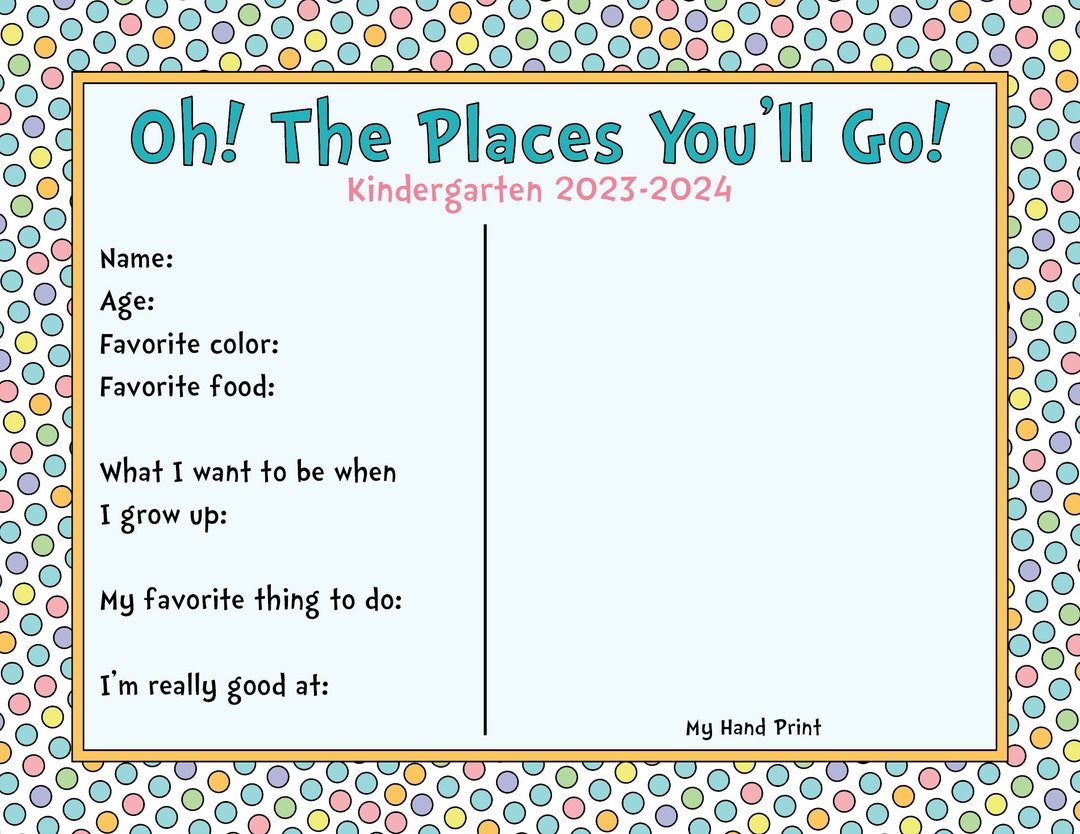 PRINTABLE Kindergarten Graduation Diploma, oh the Places You'll Go ...