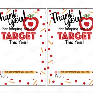 PRINTABLE Target Gift Card Holder, Teacher Appreciation, Thanks for ...